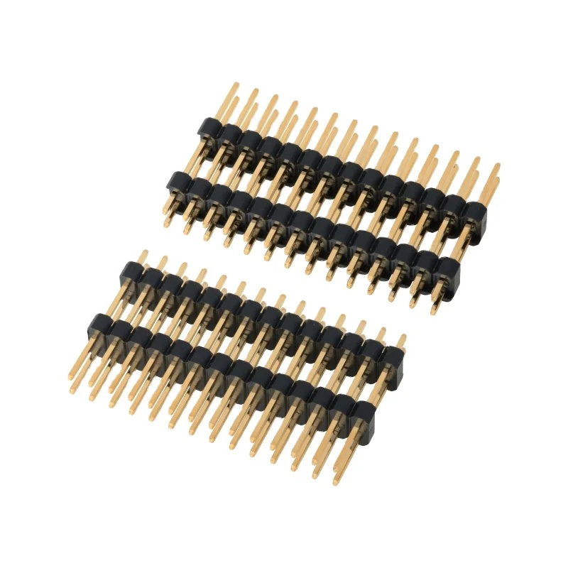 2.54mm Pitch Pin Header Double Row Single/double Plastic Straight Pa6t Gold Plated Pcb Connector ...