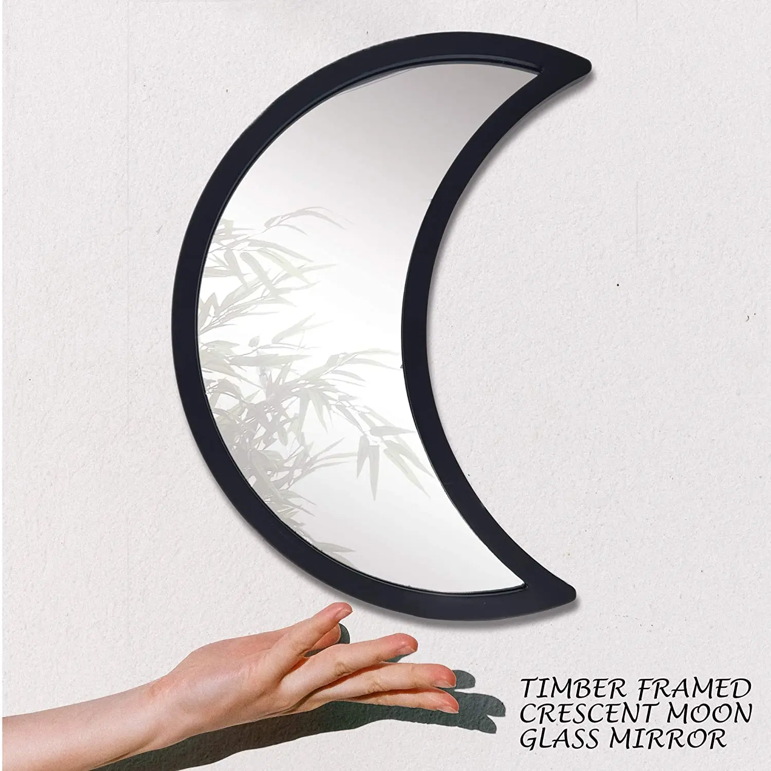 Wall Hanging Boho Room Decor Wooden Crescent Shaped Moon Mirror For ...