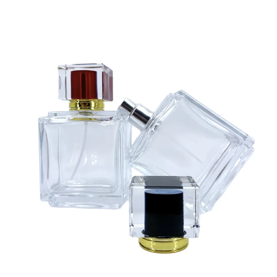 Luxury Rectangular Perfume Bottle 30ml 50ml Transparent Glass Bottle ...