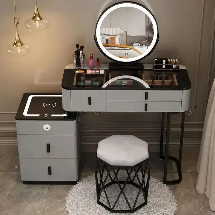 Modern Simple Dressing Table With Led Mirror And Drawers - Buy Dressing ...