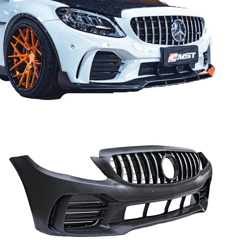 Wide Body Kit For W205 Front Rear Bumper Side Skirt Fender Spoiler ...