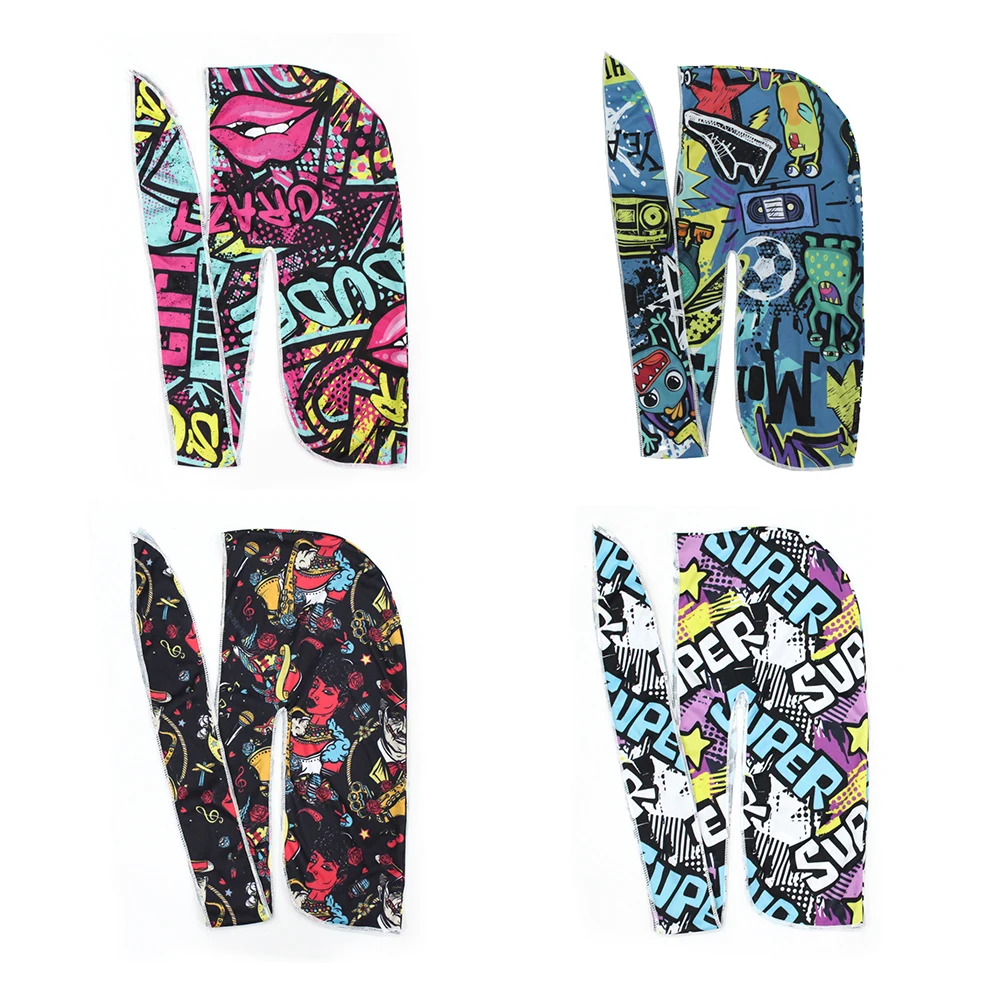 Custom Logo Polyester Arab Head Scarf Wrap Soft Velvet Durag Leopard ...