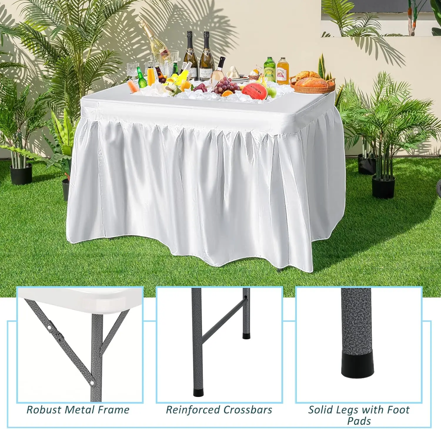 Modern Home White 4ft Plastic Ice Cooler Table Fill and Chill Table ...