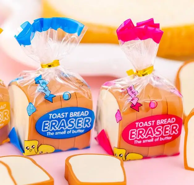 4pcs/set Kawaii Food Eraser - Creative Cute Toast Pencil Eraser for Kids