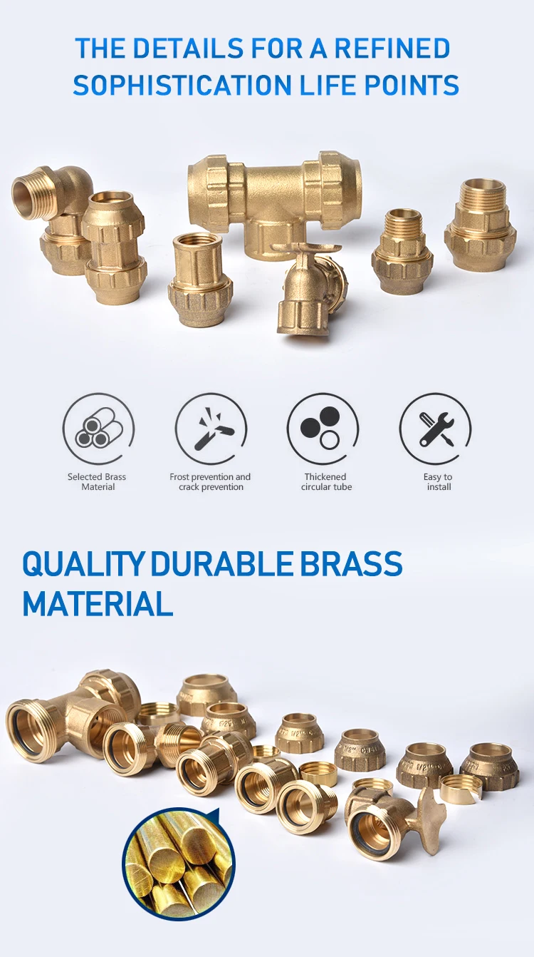 China Manufacturer Brass Thread Compression Fittings For Hdpe Pipe ...