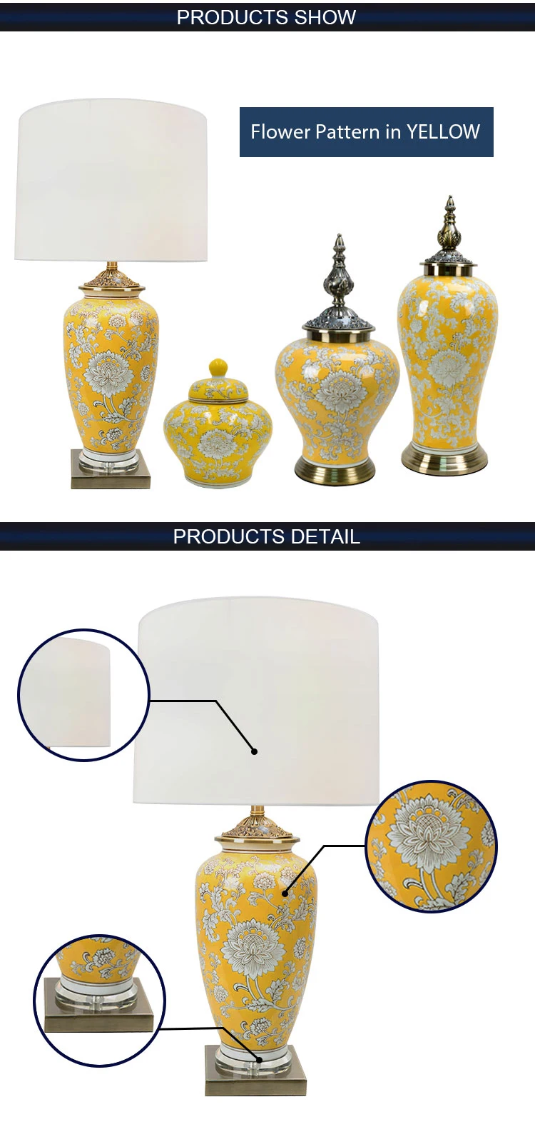 Antique Wholesale Ceramic Vase - Yellow Porcelain Luxury