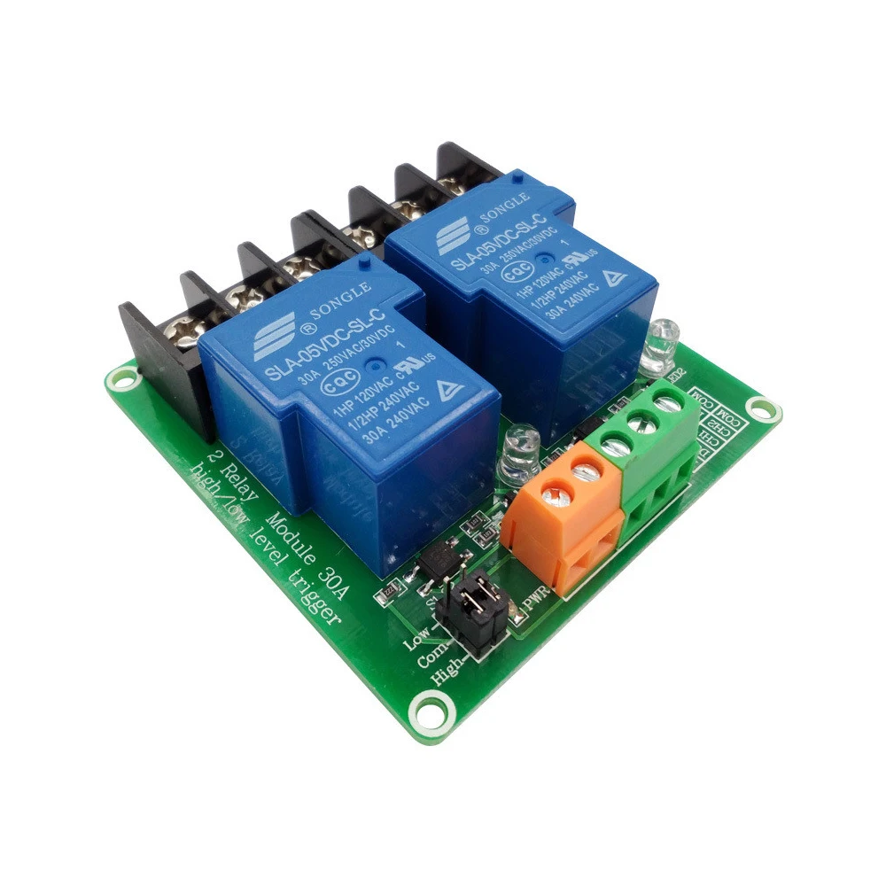 Two 2 Channel Relay Module 30a With Optocoupler Isolation 5v 12v 24v ...