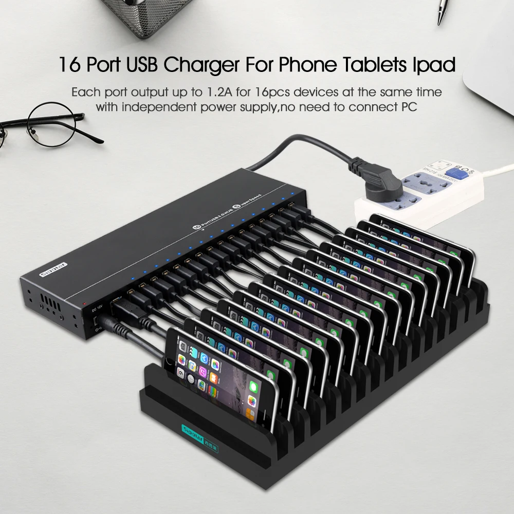 Sipolar A-316 USB Hub - High Speed 16 Port Metal Solution