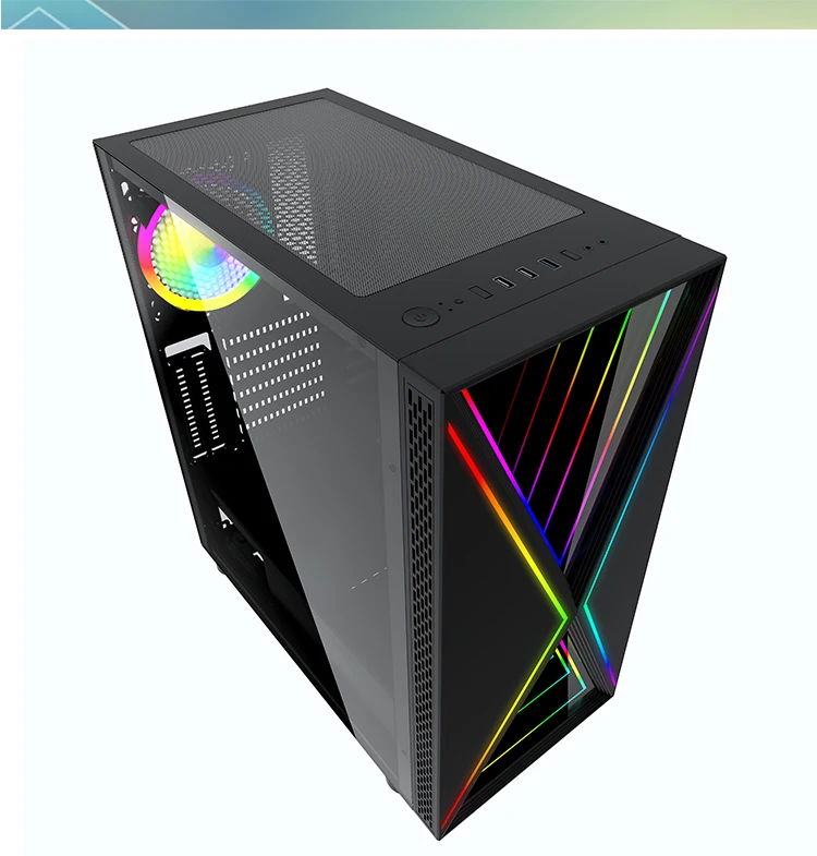 High Level Computer Case H36 Atx Gaming Pc Case With Glass Rgb Strip ...