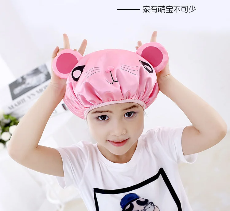 Cute Kids Shower Cap - Funny Cartoon Waterproof Hair Caps