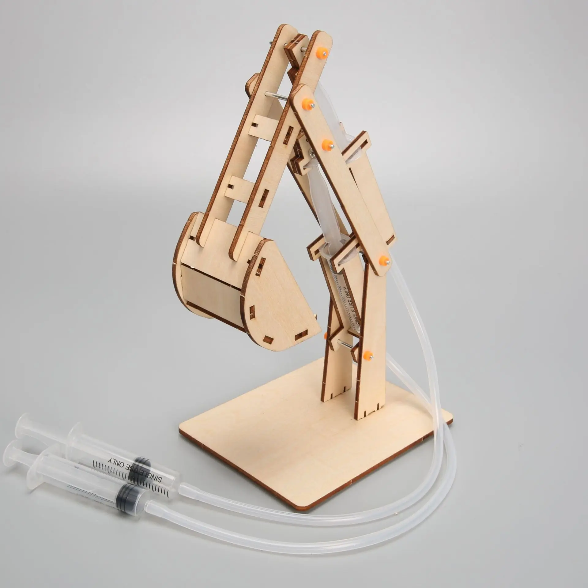 Wooden Hydraulic Excavator Building Toy Kit For Kids