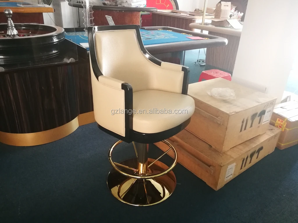 Upholstered Leather Adjustable Stainless Steel Round Base Casino Slot ...