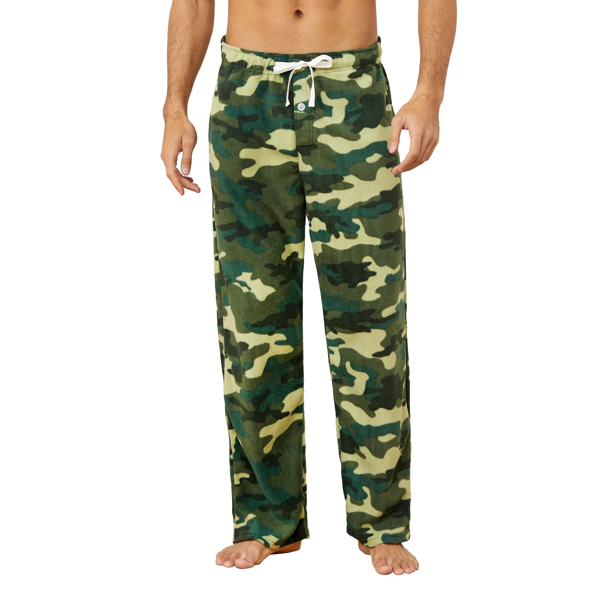 Mqf Men Fleece Pajama Pants With Fly,Christmas Warm Plaid Lounge Pj ...