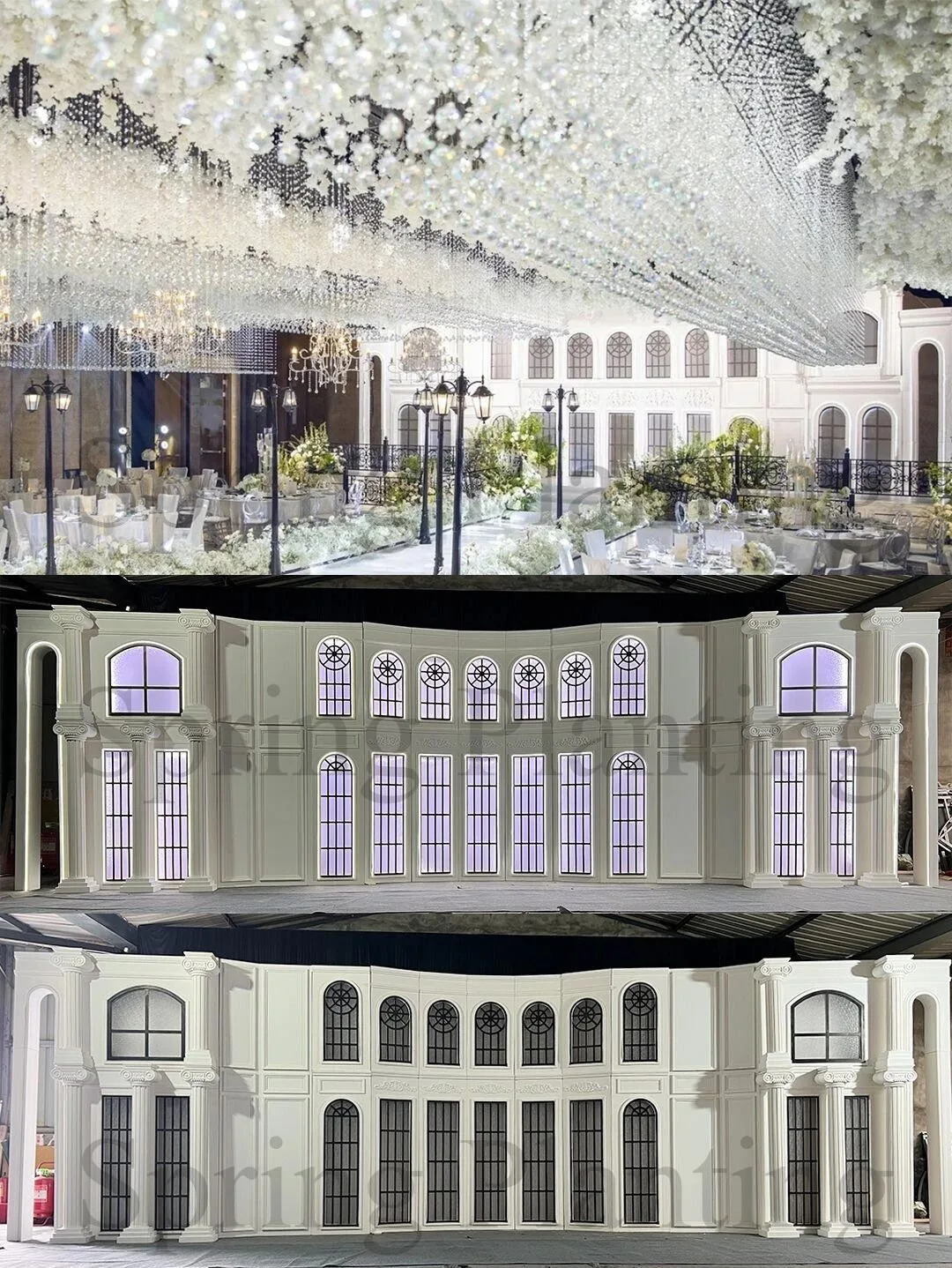 Wedding Stage Castle Backdrop with Light Events Party Wall Banquet Hall ...