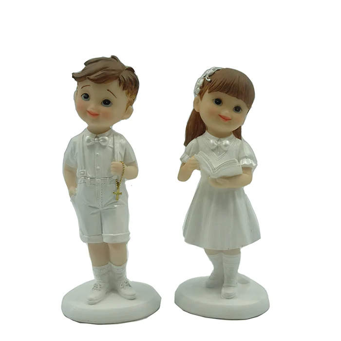 Resin First Holy Communion Boy And Girl Figurine - Buy Resin Boy And ...