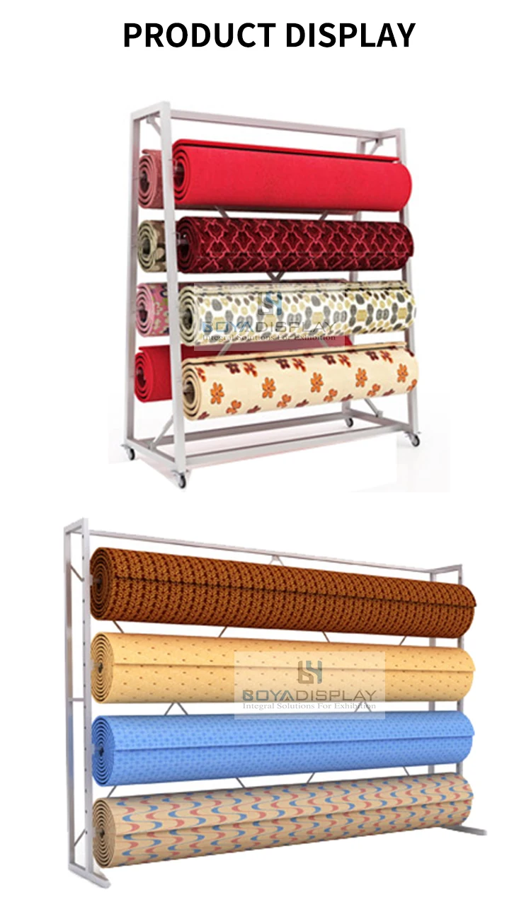 Boya Displays Customized New Design Boucle Metal System Roll Rug Stand ...