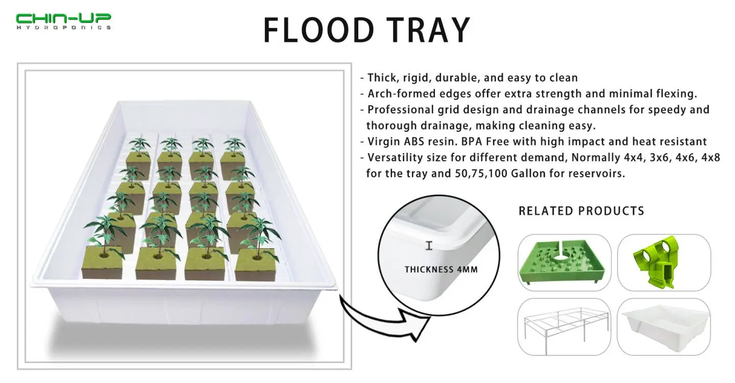 Chin-up 4x4 3x6 4x6 4x8 Abs Plastic Hydroponic Flood Tray Bed For ...