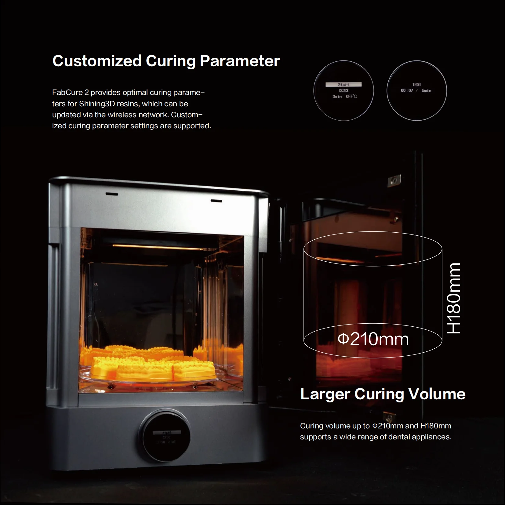 Shining 3D FabCure 2 Dental Lab Cure Unit - UV LED Multi-Surface Curing ...