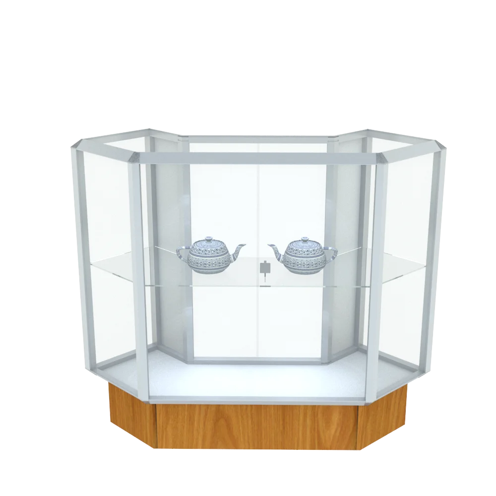 Anodized Silver Display Showcase Glass Display Rack For Museum Pharmacy ...