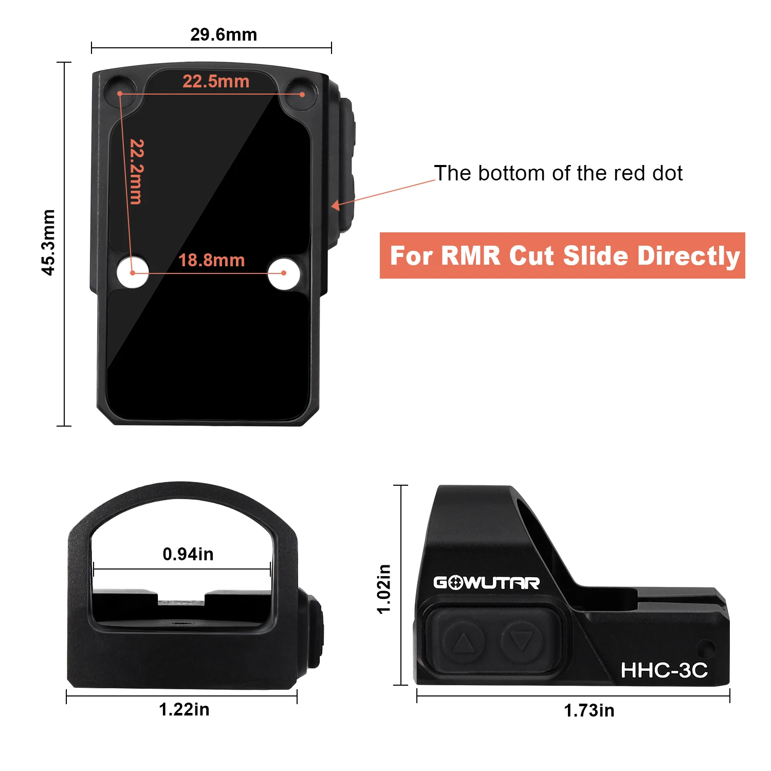 Gowutar Optics Mini Red Dot Sight With Tek/mag/moj Footprint With Ipx6 ...