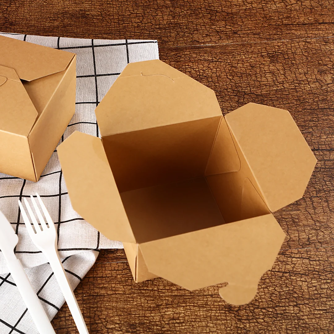 Customizable Size Disposable Kraft Paper Lunch Boxes Environmentally ...