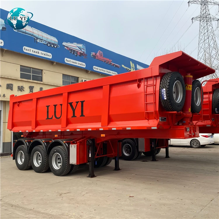 Dump Truck / Tipper Lorry Tip Semi Trailer With Open-box Bed Hydraulic ...