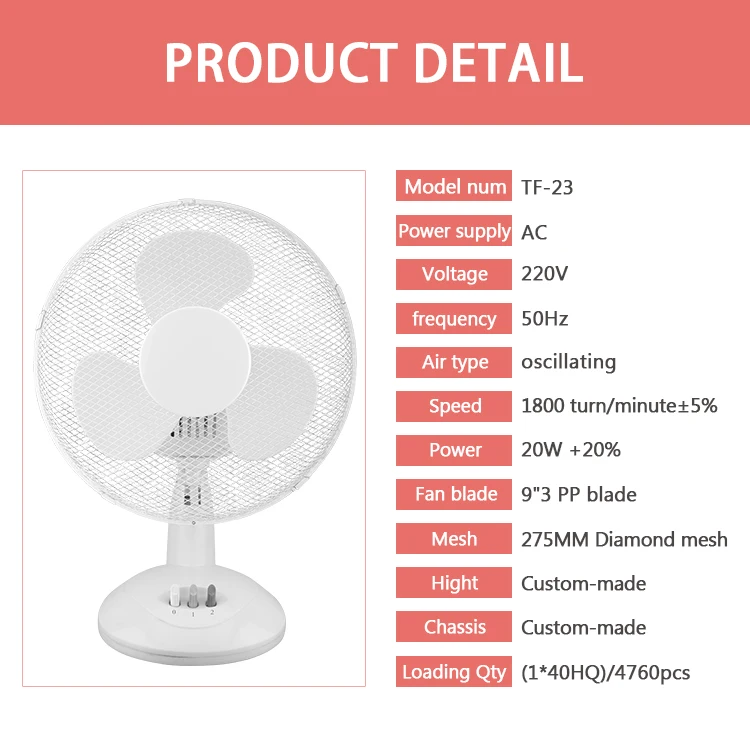 Electric 275mm Diamond Mesh White Air Cooling Fan 16 Inch Table Fan ...