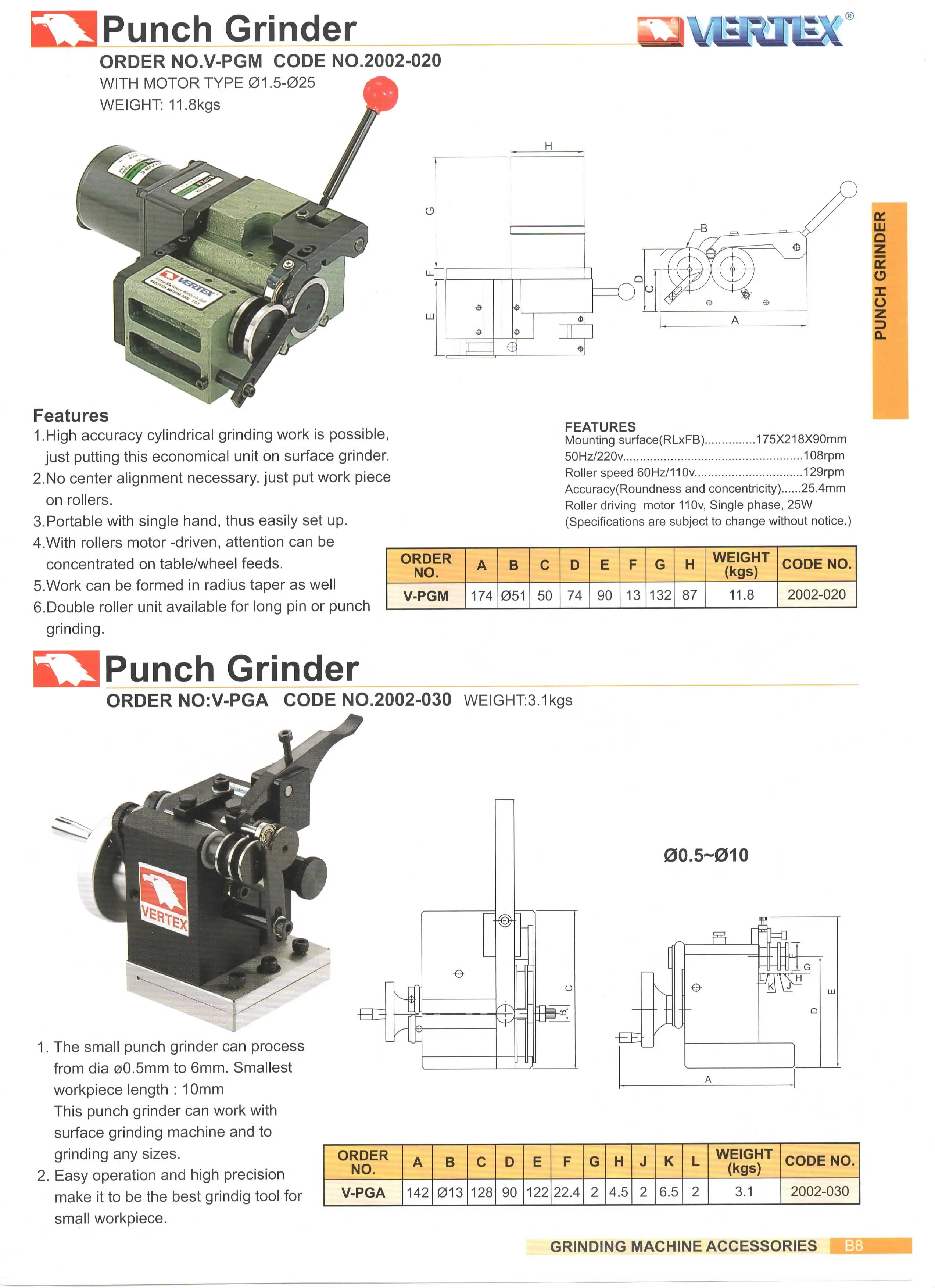 Taiwan High Precision Surface Grinder Electric Punch Grinder V-PGM ...