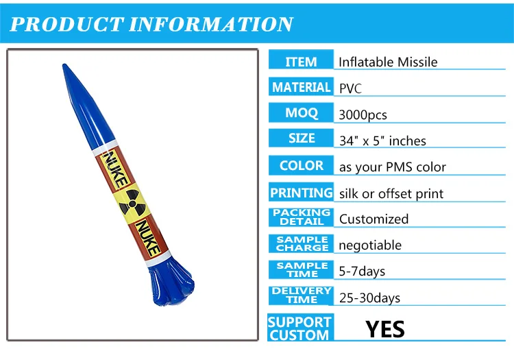 Durable PVC Inflatable Nuke Missile Toy for Kids - Fun & Safe