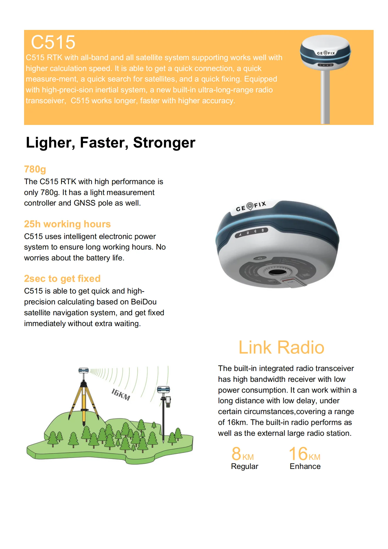 GEOFIX RTK C515 GNSS Receiver for Surveying - Reliable GNSS RTK GPS ...