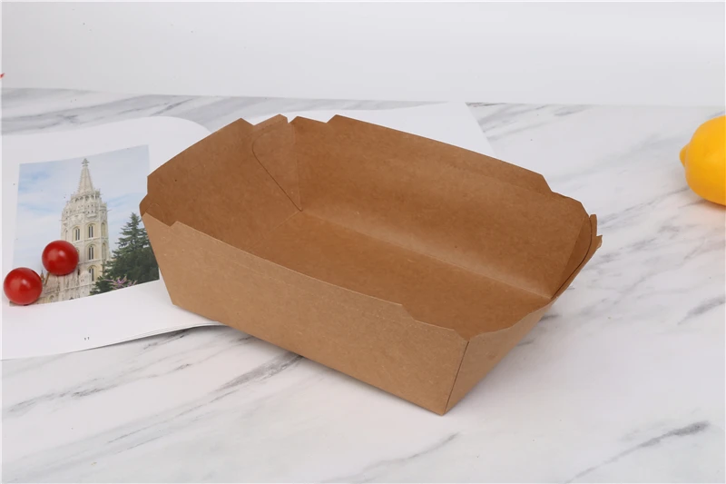 Custom Boat Shaped French Fry Fried Chicken Brown Kraft Paper Take Away ...