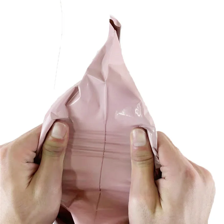 Customized Logo Thank You Pink Poly Mail Bag With Handle Plastic ...