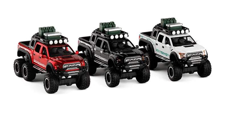 1:28 Ford Raptor F150 6x6 Offroad Pull Back Wheel Die Cast Car Model ...
