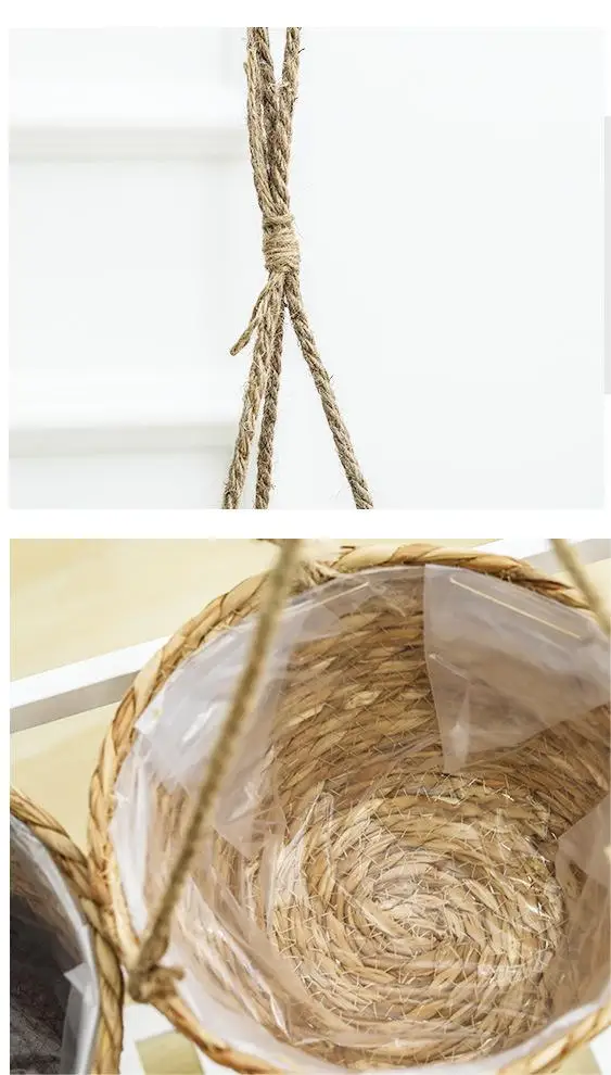 Hemp Rope Weaving Suspended Hanging Basin For Hanging Wall Basket - Buy ...