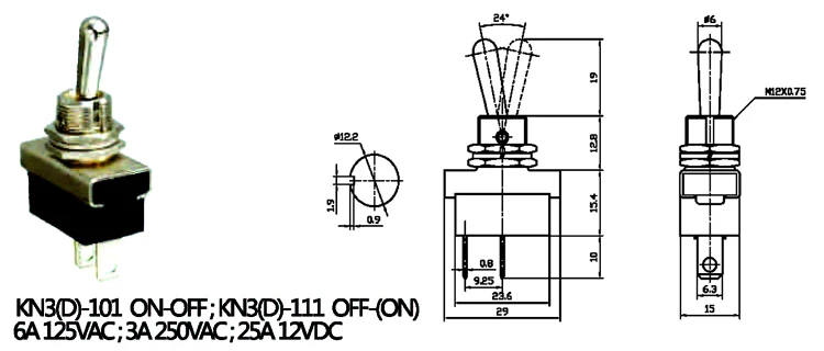 Spst 12mm Electric 3a 250vac On Off Metal Knx 2 Position Board Spring ...