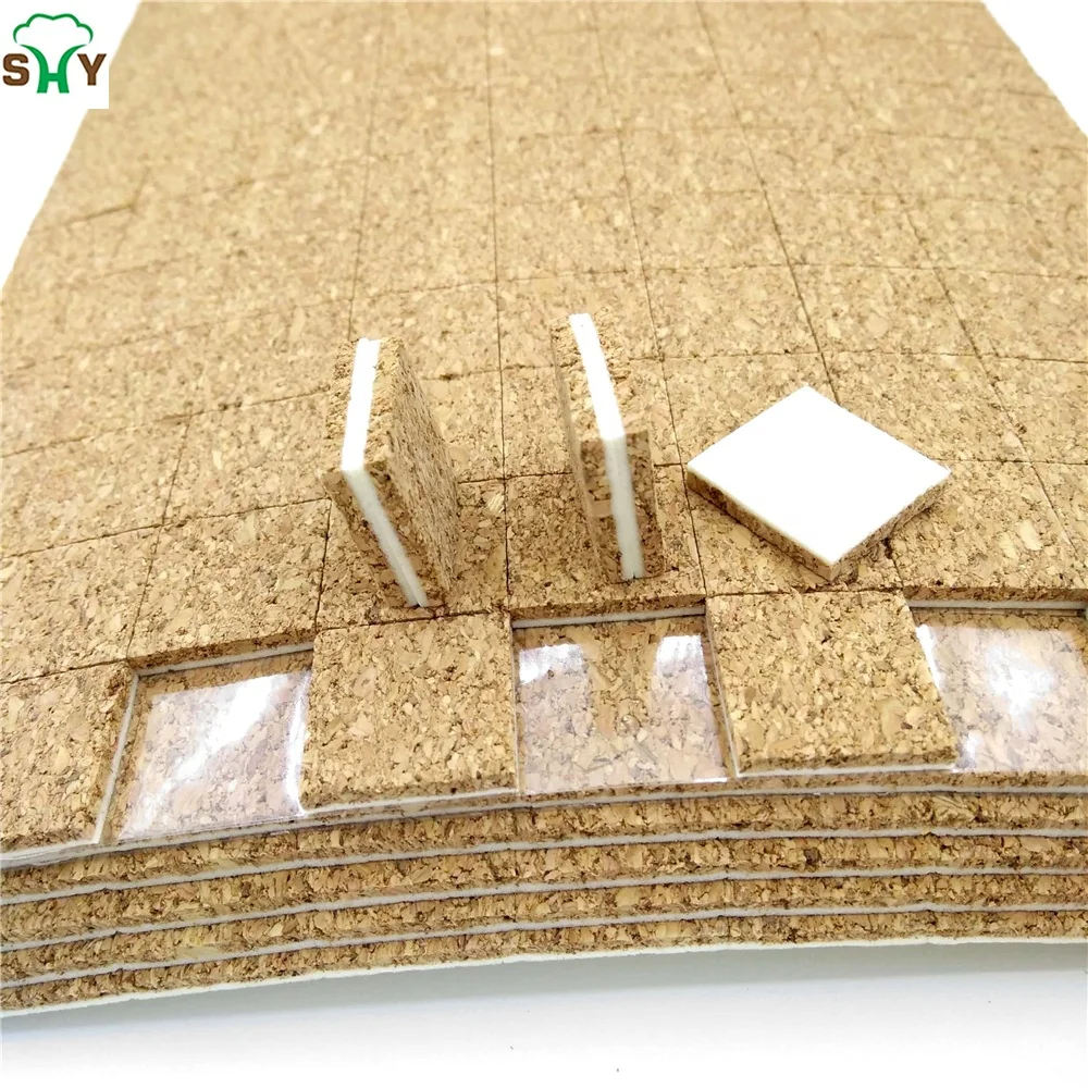 18*18*2+1mm Glass Protecting Self Adhesive Cork With Cling Foam Buttons ...