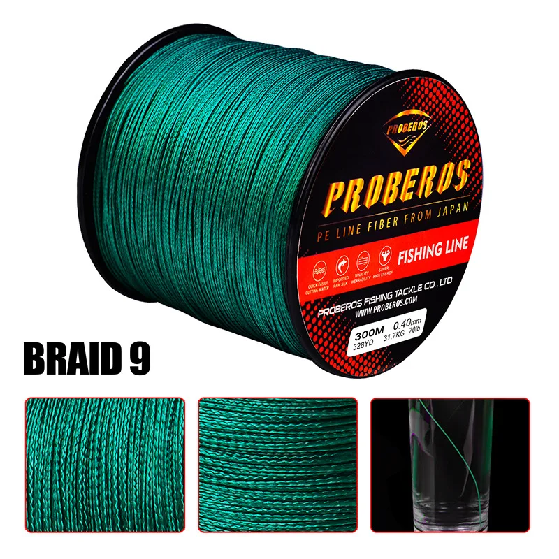 9-Strand 300m PE Monofilament Braided Fishing Line Strong Floating Line ...