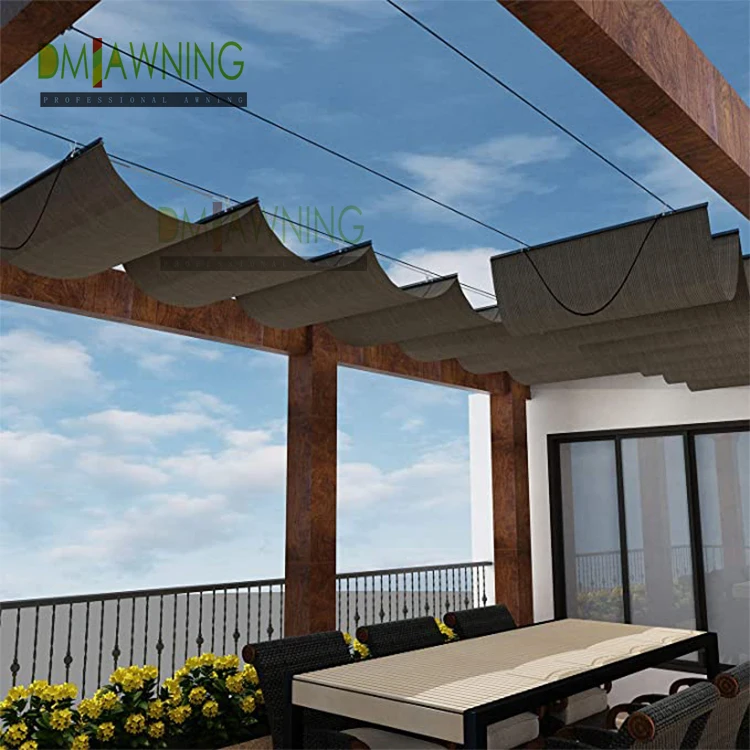 Retractable Fabric Canopy Pergola - UV Protection Shade