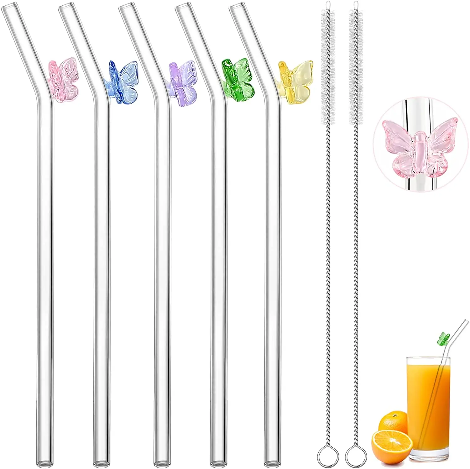 Factory Direct Sales Borosilicate butterfly Coloured Reusable Glass ...