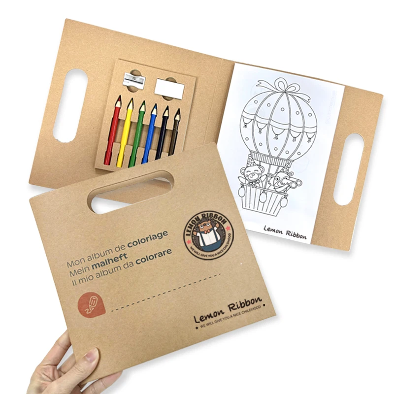 Kraft Paper Coloring Notebook with Pencils Kids Customized Gift ...
