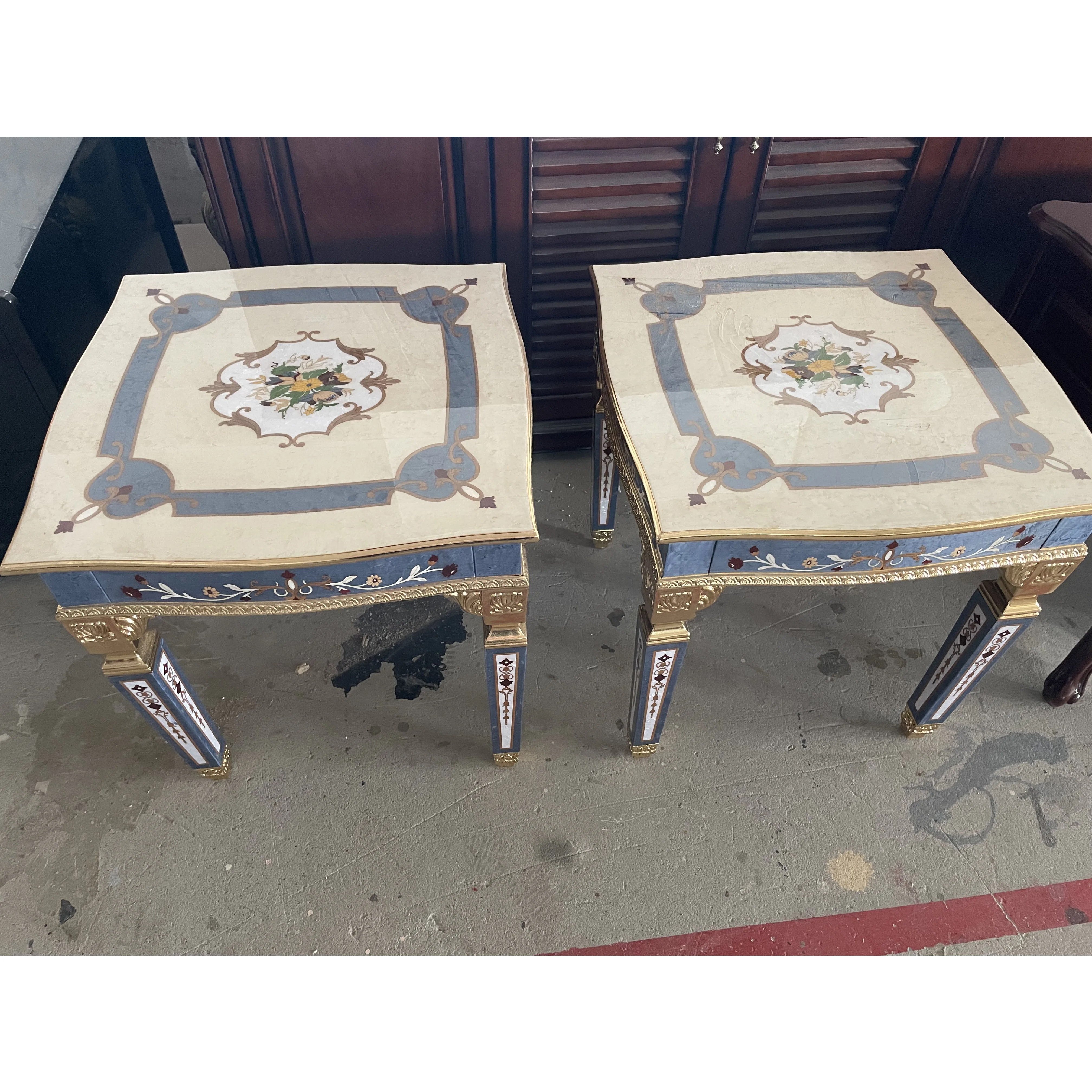 Luxury European Traditional Style Solid Wood Inlaid Shell Craft Small ...