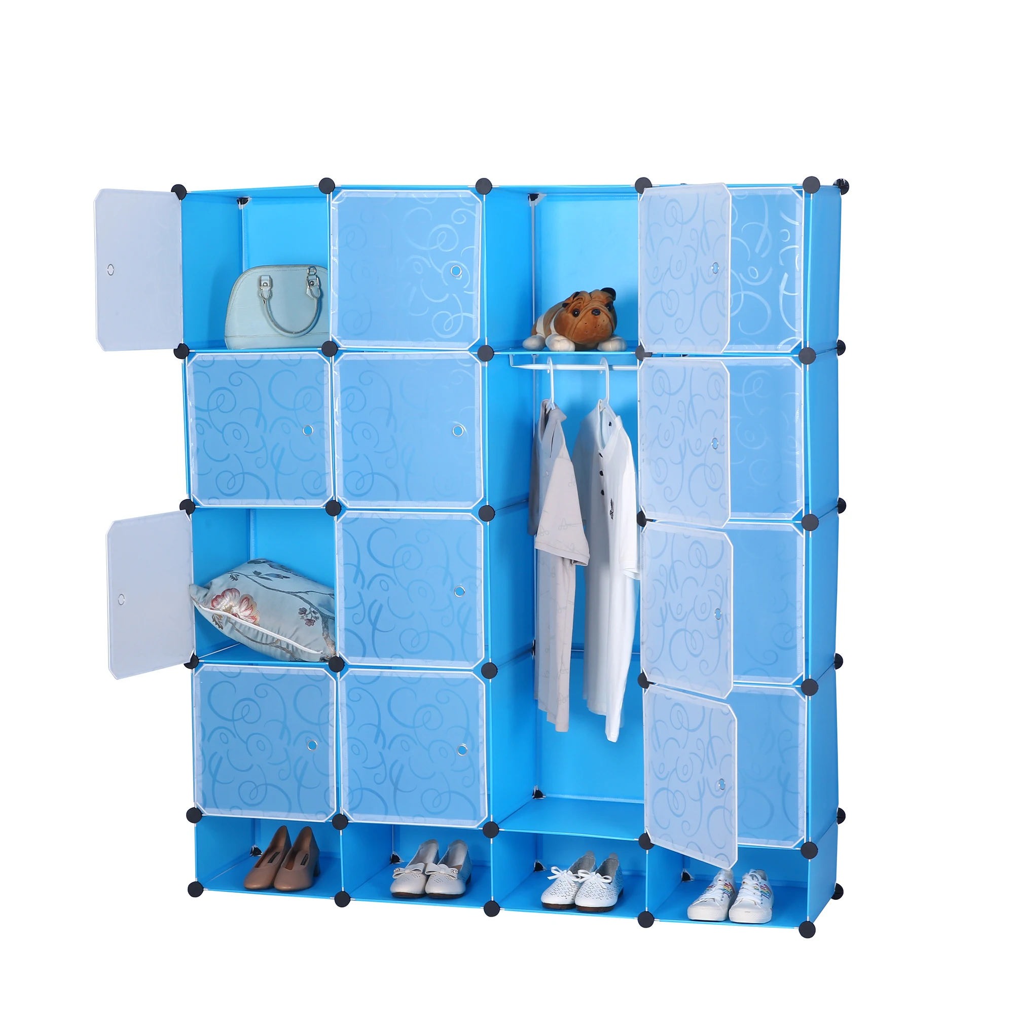 Adjustable Plastic Portable Wardrobe Large Foldable Door Wardrobe for ...