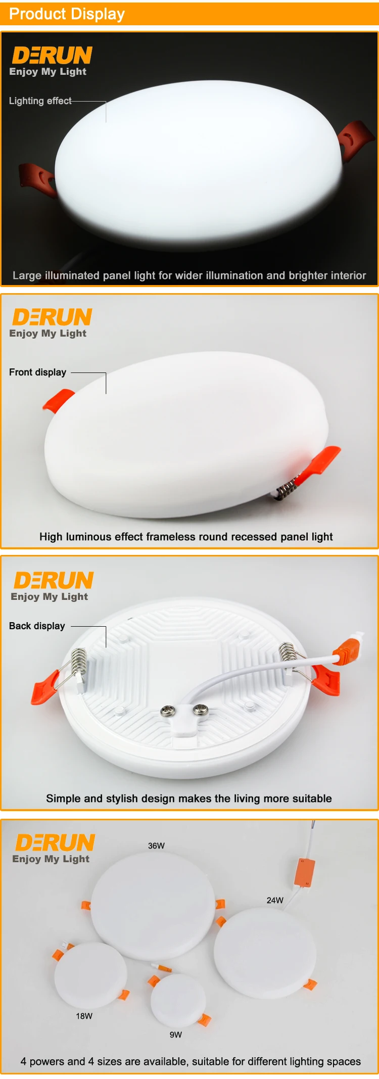 Borderless Led Panel Light Frameless Led Round 9w 18w 24w 36w Recessed ...