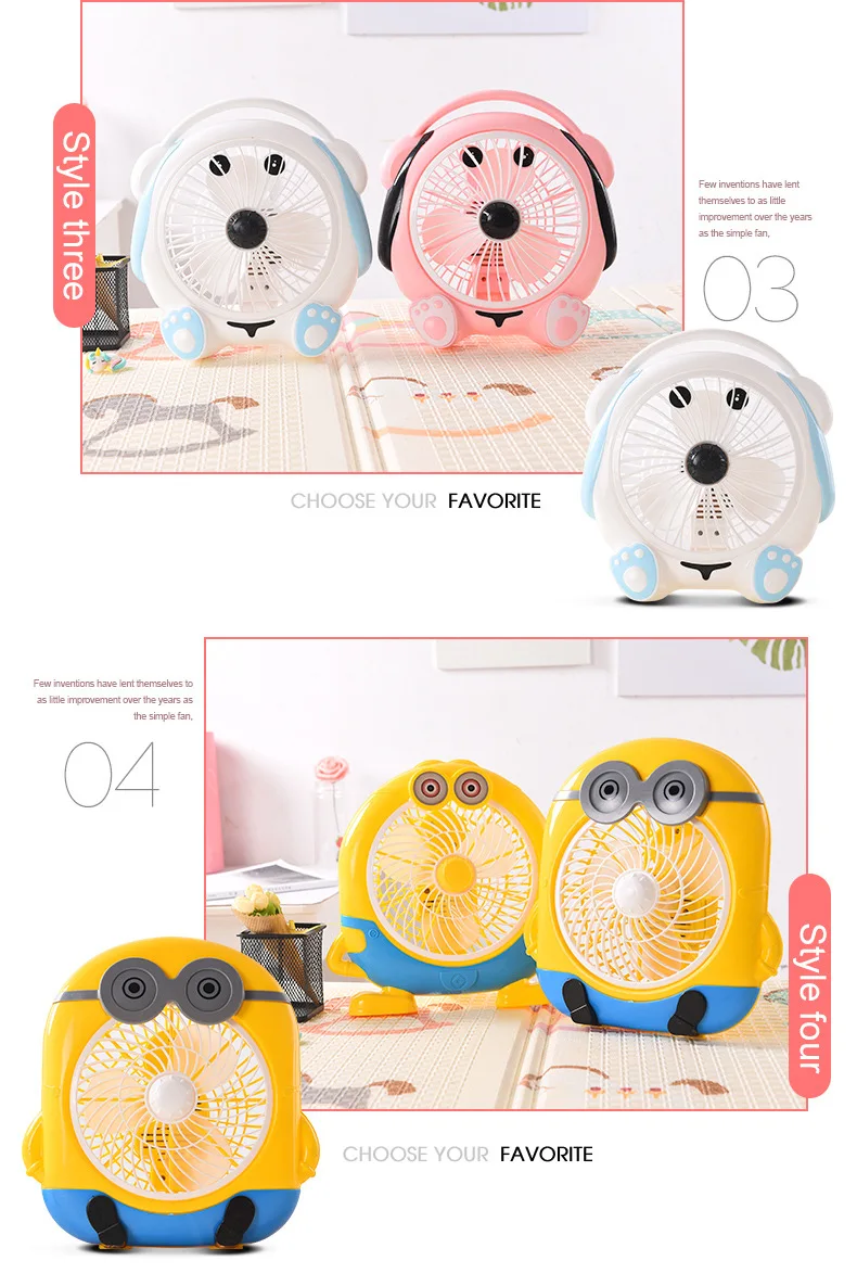 Cute Cartoon Patterns Fan - Rechargeable Office Cooling