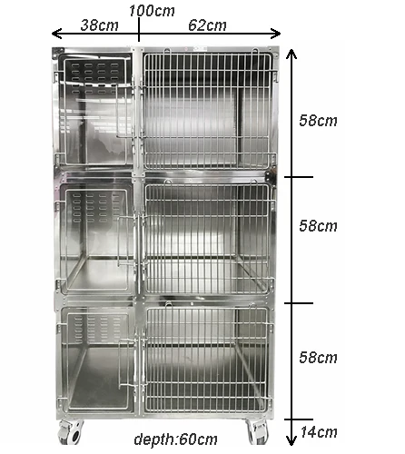 3 Cage Full Round Corner Cage Double Unit Stainless Steel Cat Suite ...