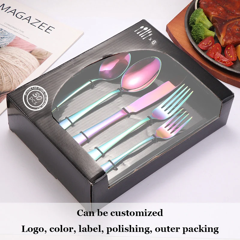 30 Piece Silver Cutlery Sets Stainless Steel Cutlery Packaging Box ...