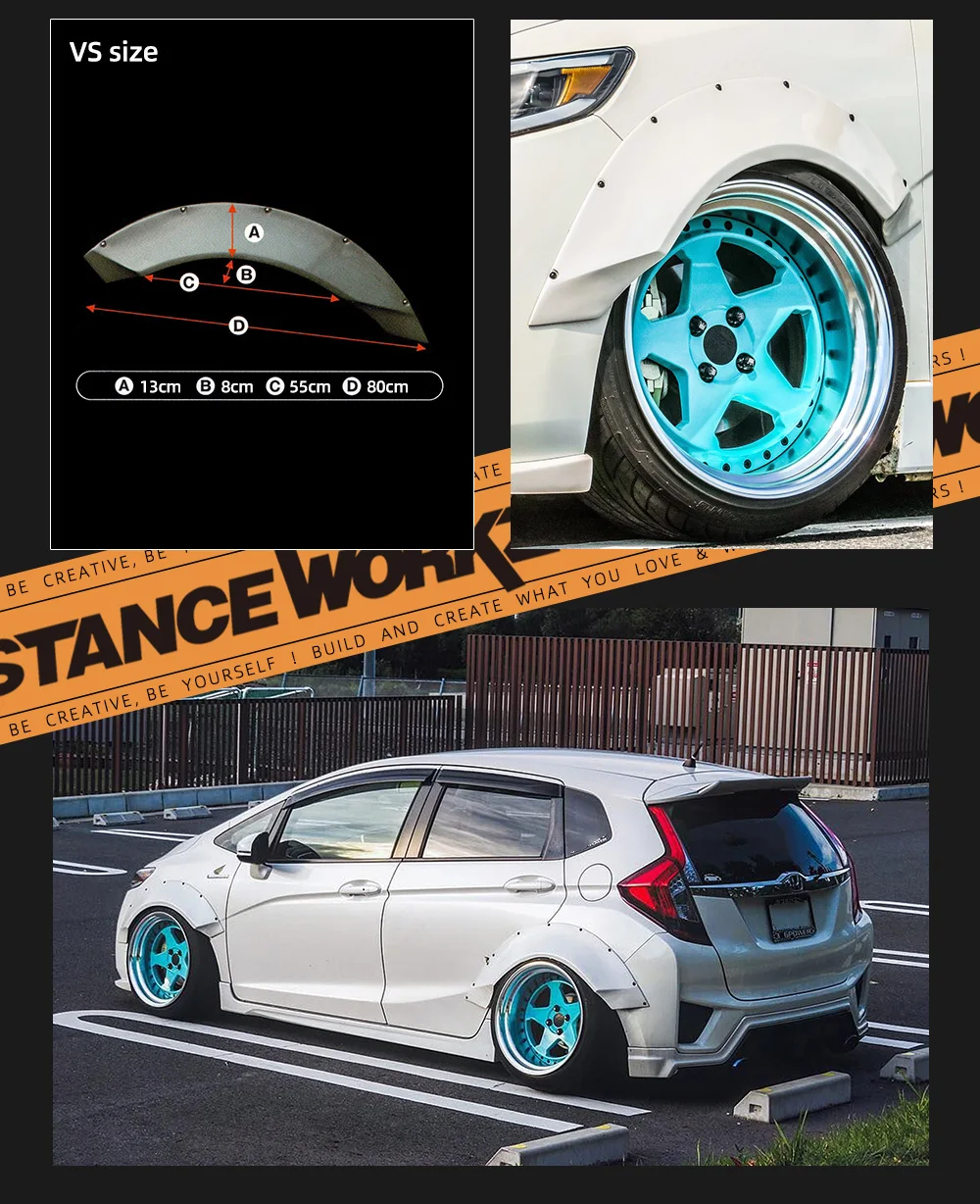 STANCEWORKZ Universal Fender Flares Pair Size L - Fiberglass