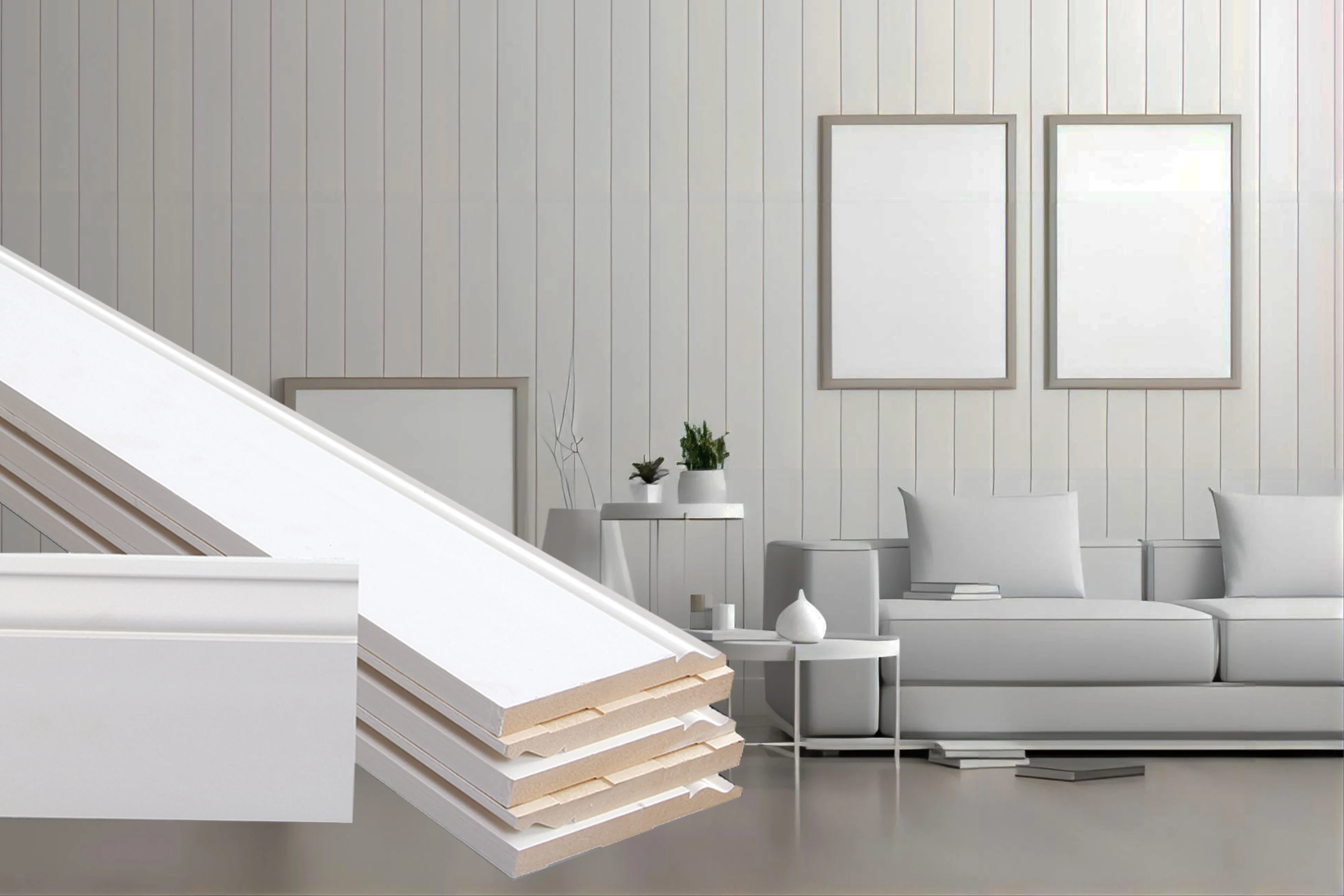 Modern White Primed Mdf Baseboard Solid Wood Baseboard Moulding For ...