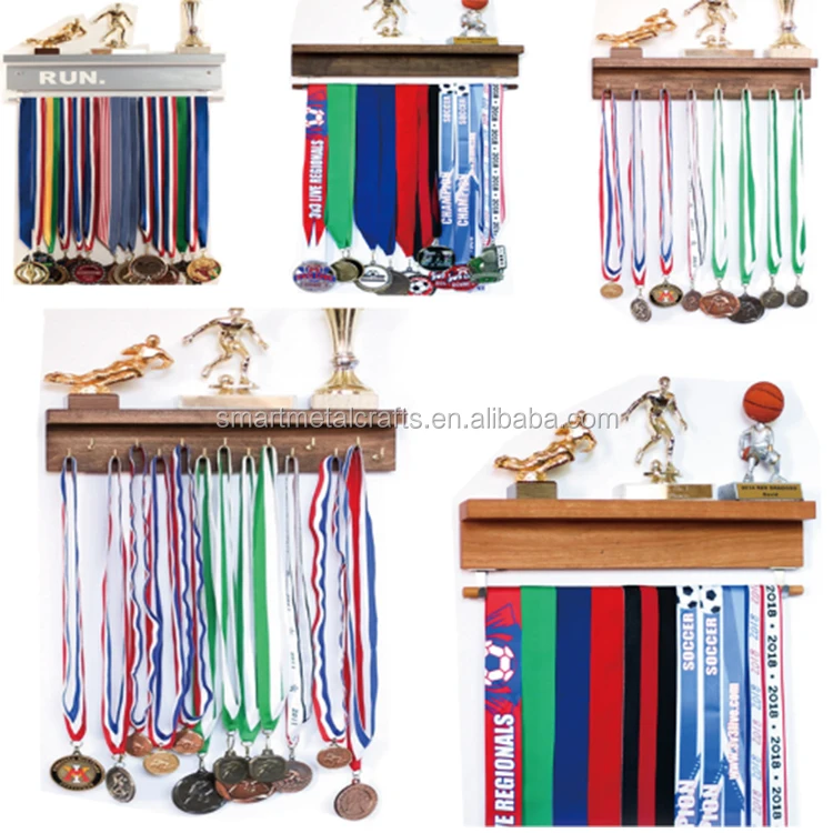 Trophy Rack and Medal Display - Durable Wood Hanger