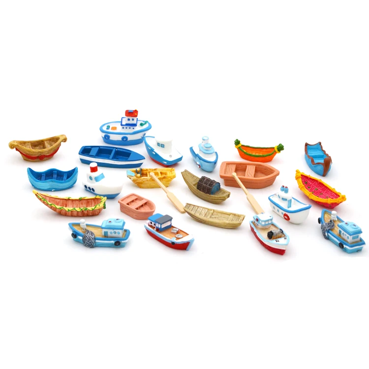 Fairy Garden Figurines Dollhouse Miniature-boats-crafts Small Fishing ...